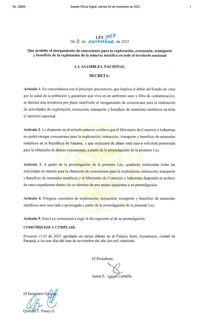 República de Panamá: Ley 407 – Estrucplan